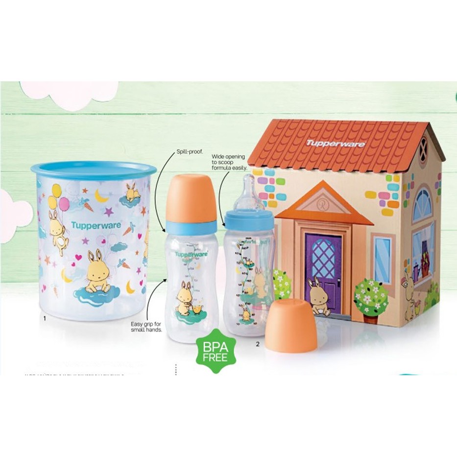 Tupperware Happy Bunny Bundle (Baby Bottle + Canister 2.0L) | Shopee ...