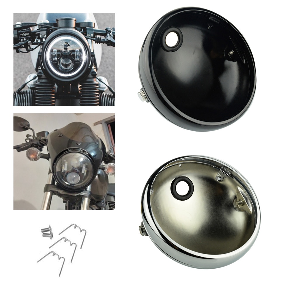 7" Motorcycle Led Headlight Shells Lamp 7 Inch LED Light Housing Bucket ...