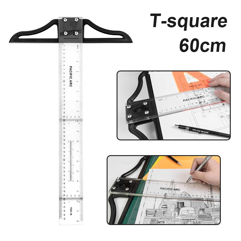 60cm Plastic T Square Traditional Acrylic Graduated T Square Ruler for ...