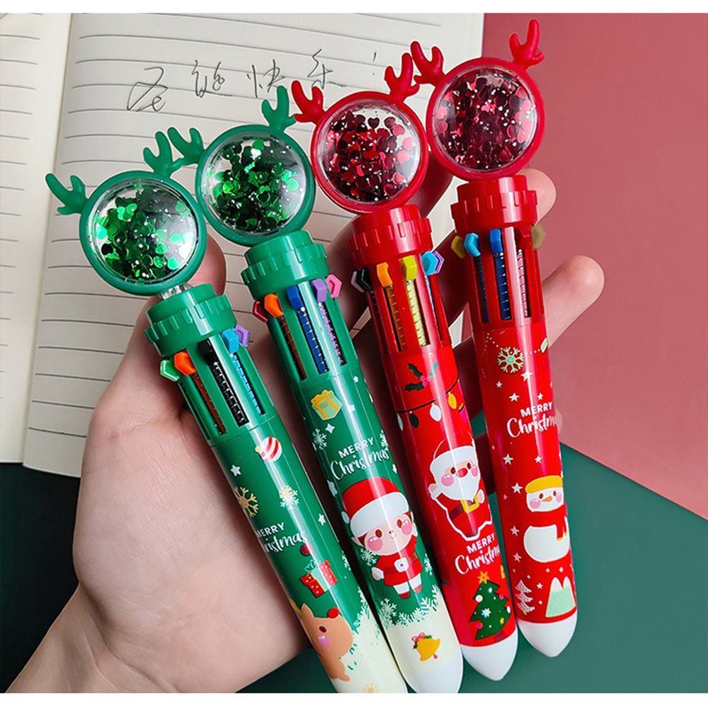 10 Colors Pen Santa Claus Xmas Tree Deer Ballpoint Pen Merry Christmas ...