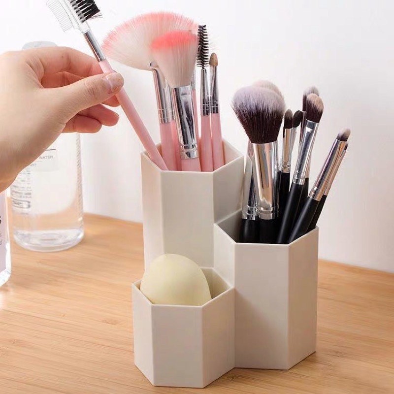 Pen container desktop multi-functional storage box Nordic three-grid ...