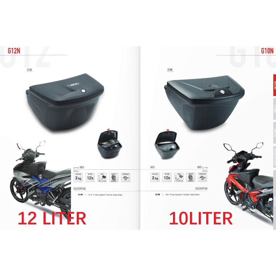 GIVI CENTER BOX YAMAHA LC135FI V8 with FITTING KIT (10LITER /12 LITER ...