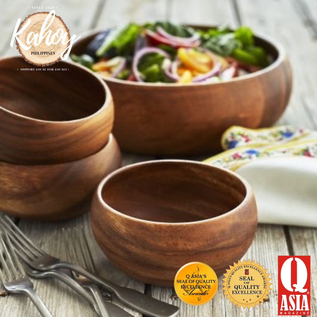 (Set of 3) Medium Wooden Calabash Bowls (6x3 inches) | Shopee Philippines