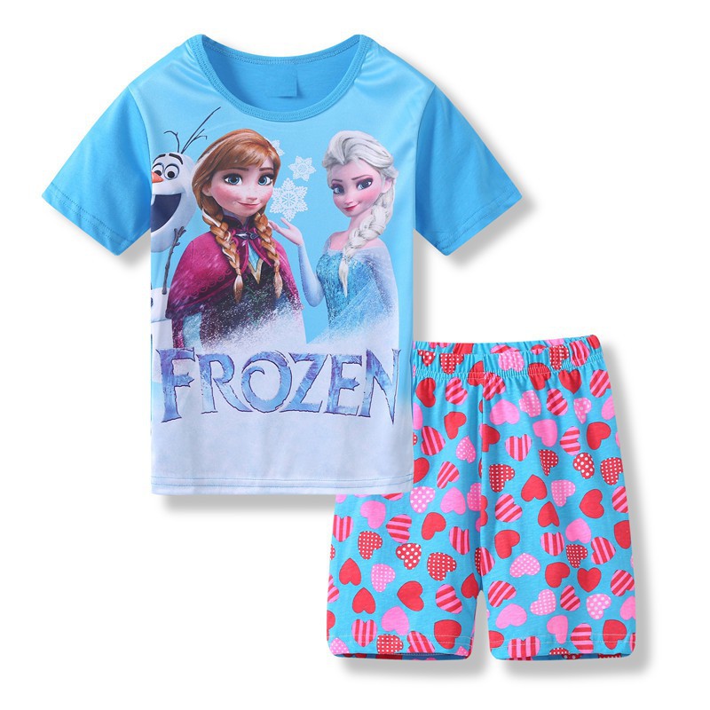 Frozen Elsa Anna Pajamas Clothes Girls Kids Pyjamas FBU446 | Shopee ...
