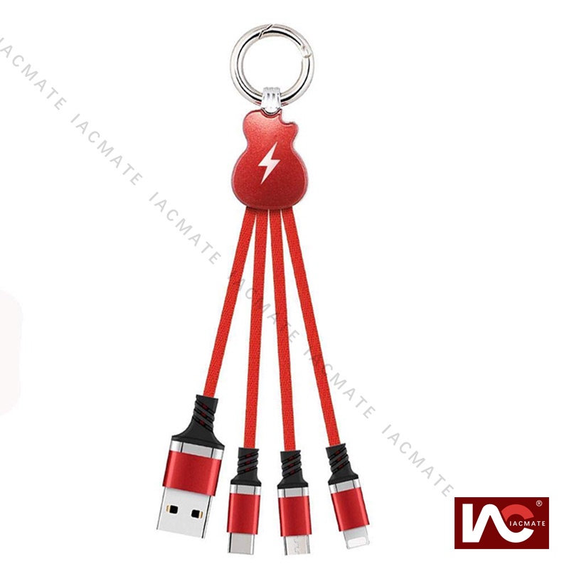 Multiport Short 3 in 1 USB Cable, Fast Charging Keychain Universal ...