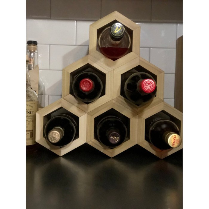 KAYU Hexagonal Wooden Wine Rack, Hexagon Model Drink Rack 1set 6pcs ...