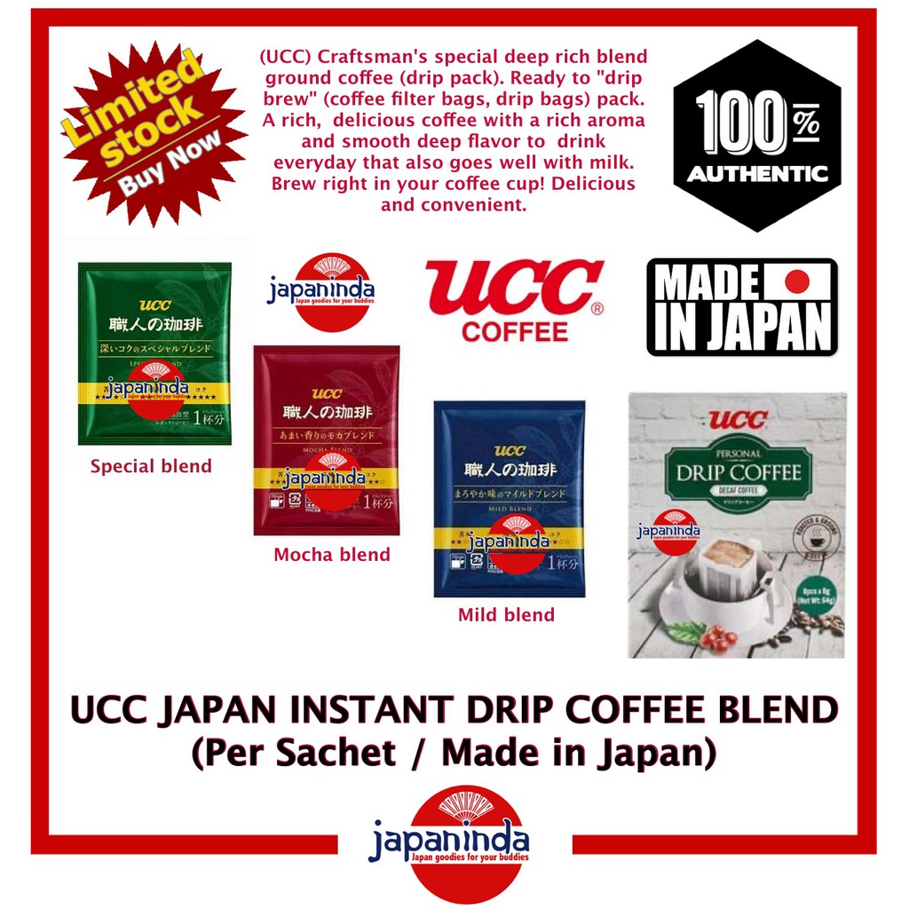 UCC Japan Instant Drip Coffee Blend (PER SACHET 7g) 100% Authentic Made in Japan | Shopee ...