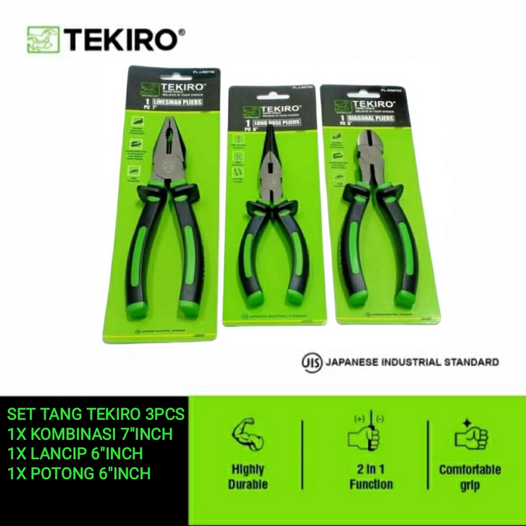 Tekiro SET OF 3PCS PLIERS (COMBINATING, TAPER, CUTTING) ORIGINAL ...