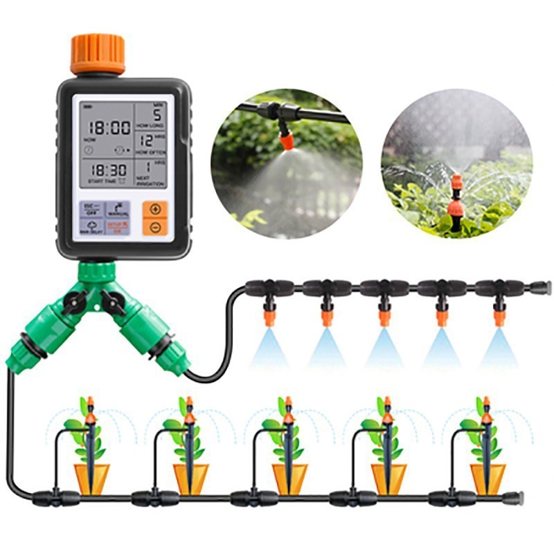 Digital Water Timer with Self Watering Misting Drip Kit Irrigation ...