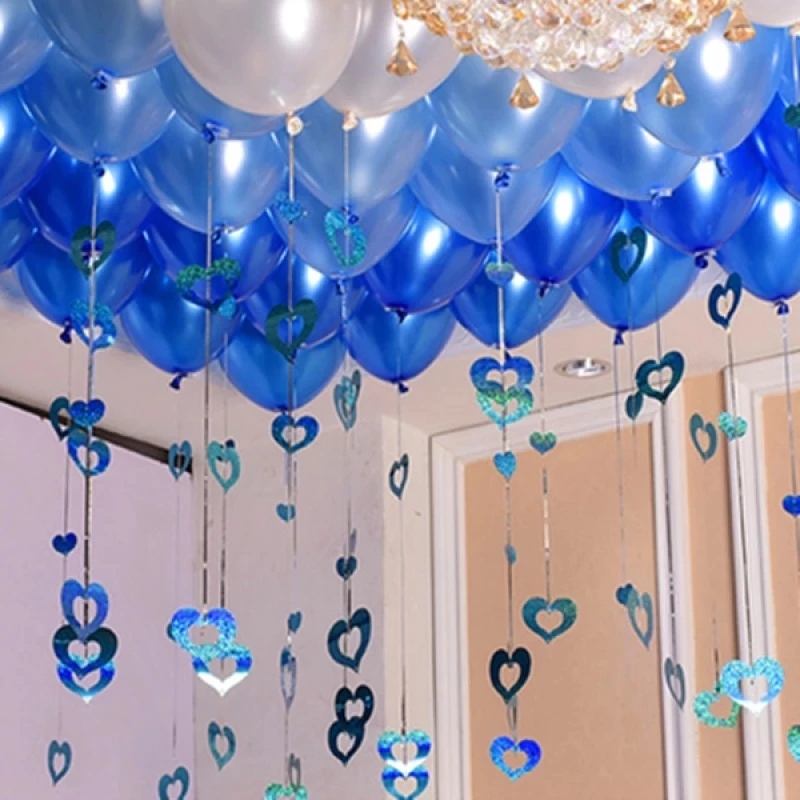 100 Pcs Red Heart Laser Sequins Rain Balloon Hanging Wedding Valentiens ...