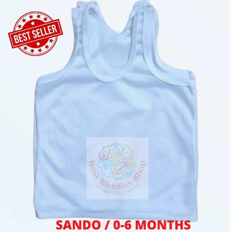 6 or 12 Pcs Infant / Unisex White Sando Muscles for Baby Boy 0-6 months ...