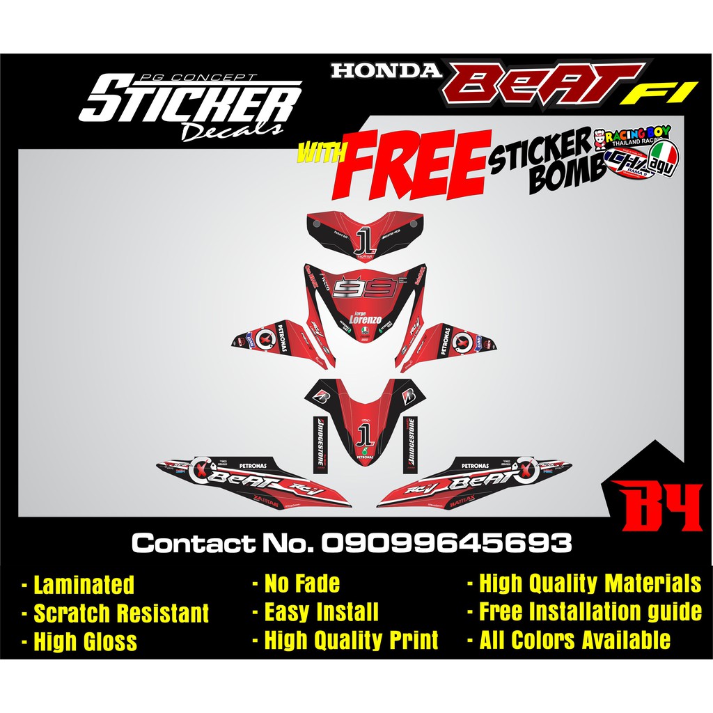 HONDA BEAT 110 CARB & FI BODY FULL DECALS STICKER | Shopee Philippines