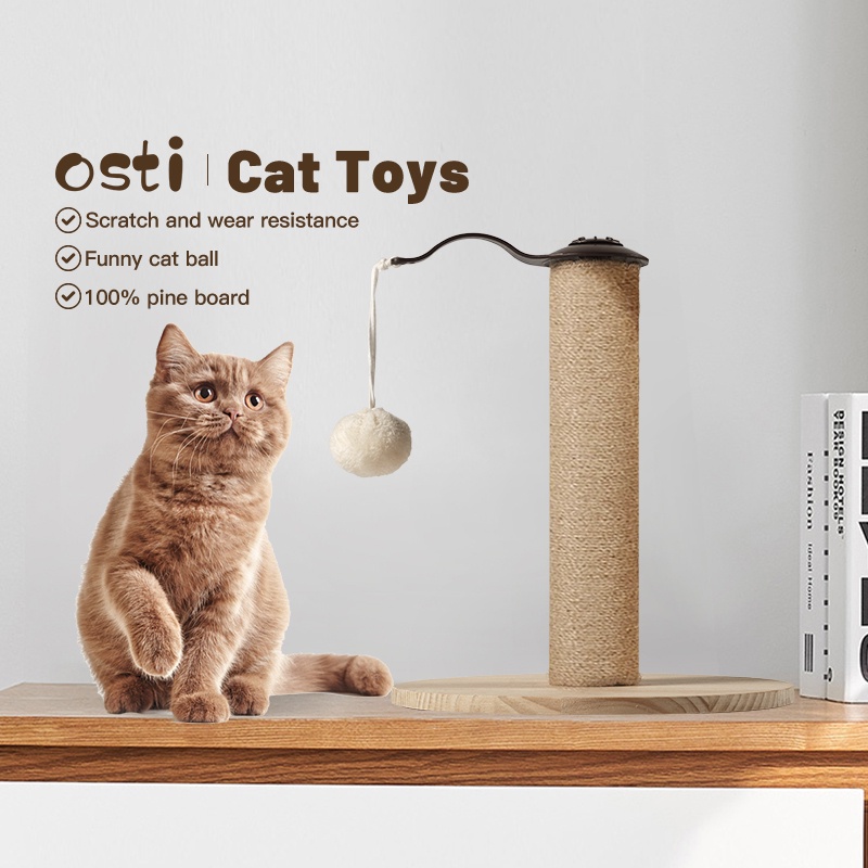 Osti Solid Wood Cat Scratching Post with Playing Pet Toy Ball Cat Tree ...
