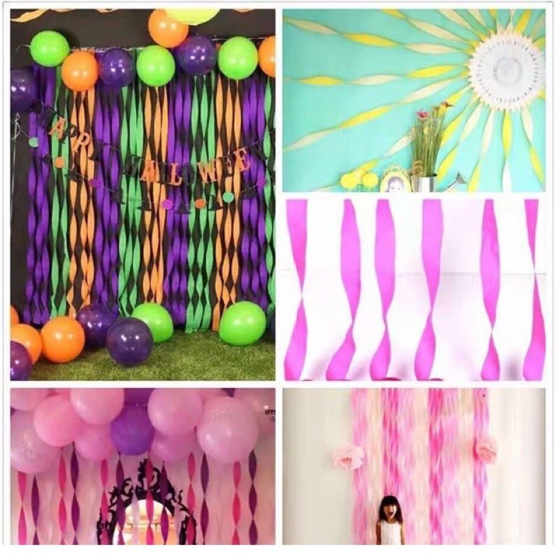 Paper Streamer DIY Decor Crepe Paper10yards/roll 12roll/pack | Shopee ...