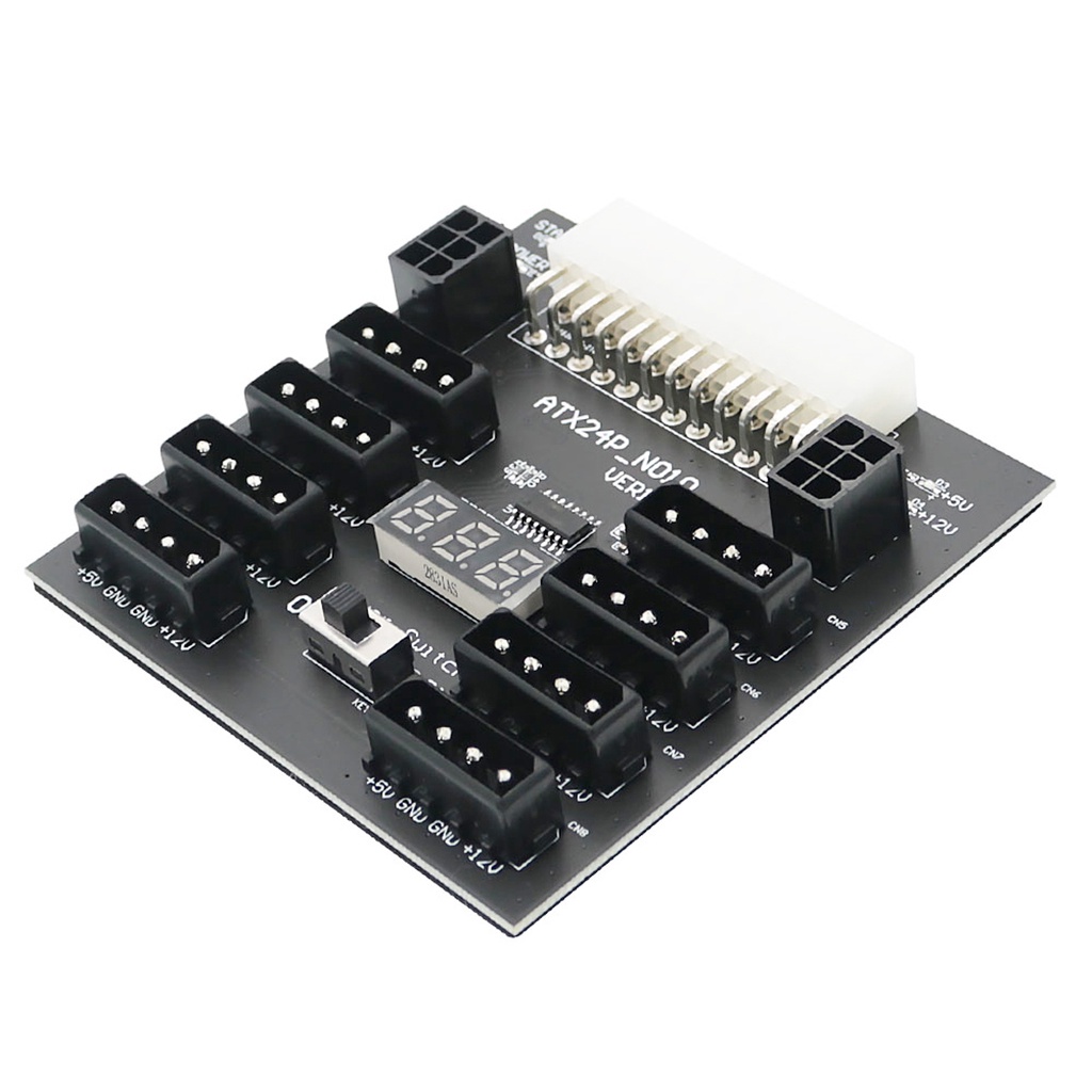 Cablecc PSU ATX Server Power Board 24Pin to IDE 8x 4Pin +2x 6Pin Power ...