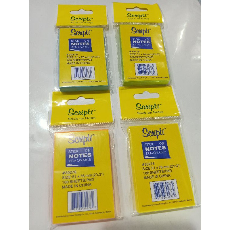 Sticky note removable Scripti neon colors (2"x3") | Shopee Philippines