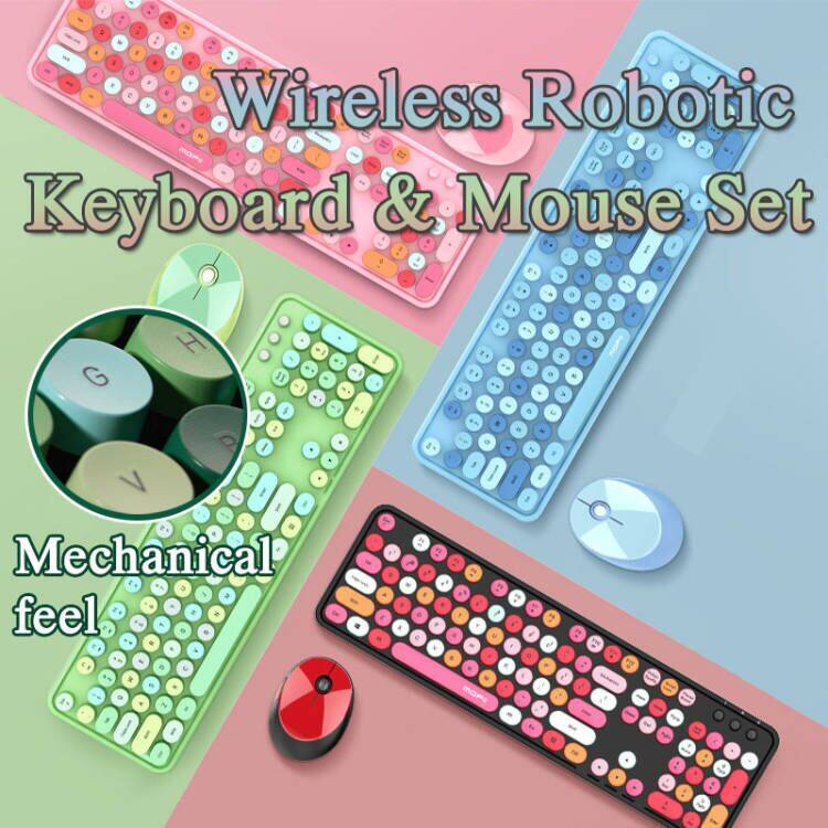 Wireless Keyboard Mouse Set Girl Cute Lipstick Retro Office Typing ...