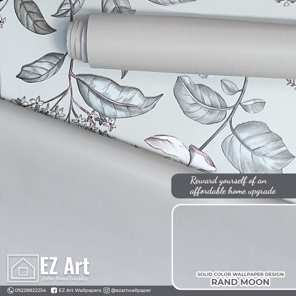 EZ ART WALLPAPER PLAIN COLOR rand moon grey home decor waterproof self ...