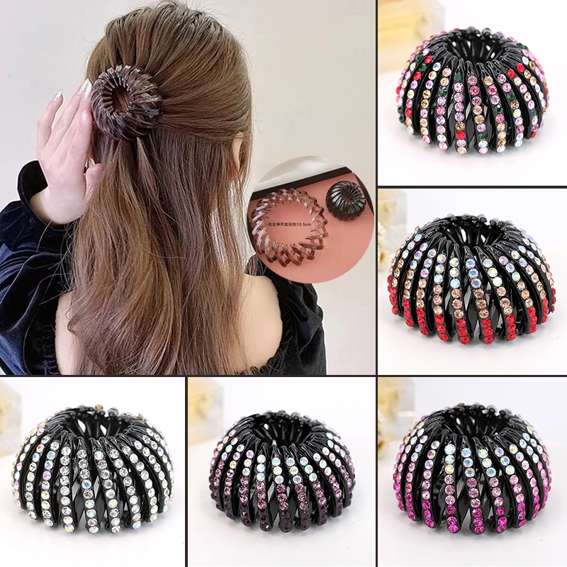 Fashion Women Bun Crystal Hair Claw Horsetail Buckle Hair Clip Bird ...