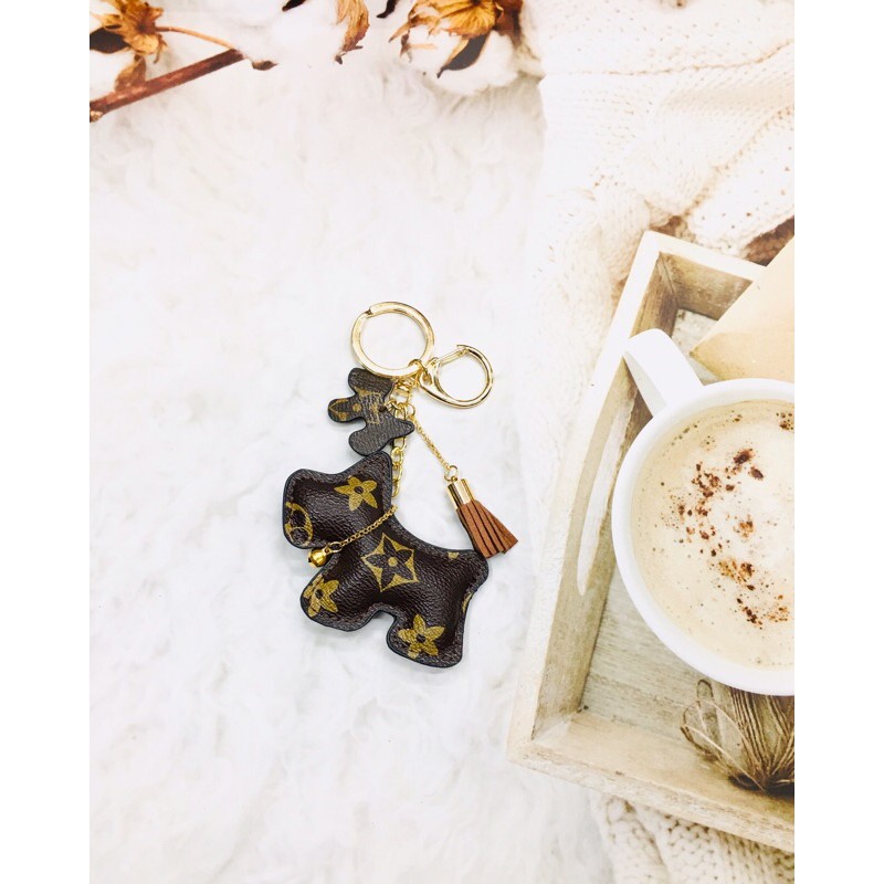 LV Dog keychain louis vuitton korea style chekered leather chain ...