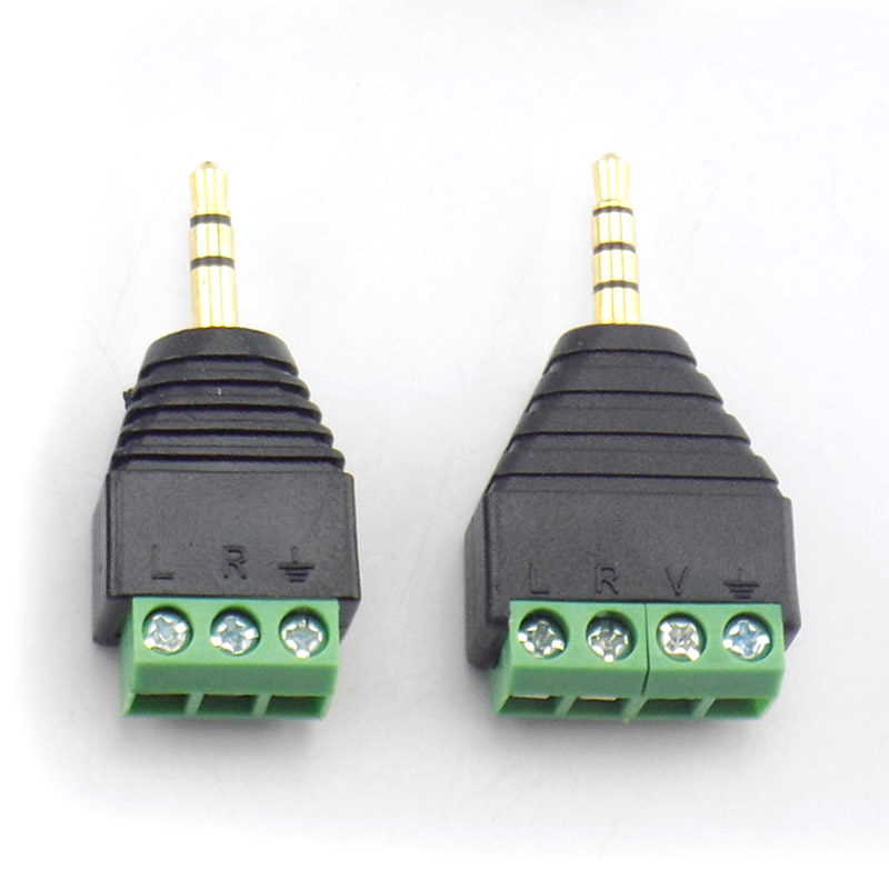 3.5mm 3 4 Pole Male Connector Terminal 3pin 4pin Audio AUX Earphone ...
