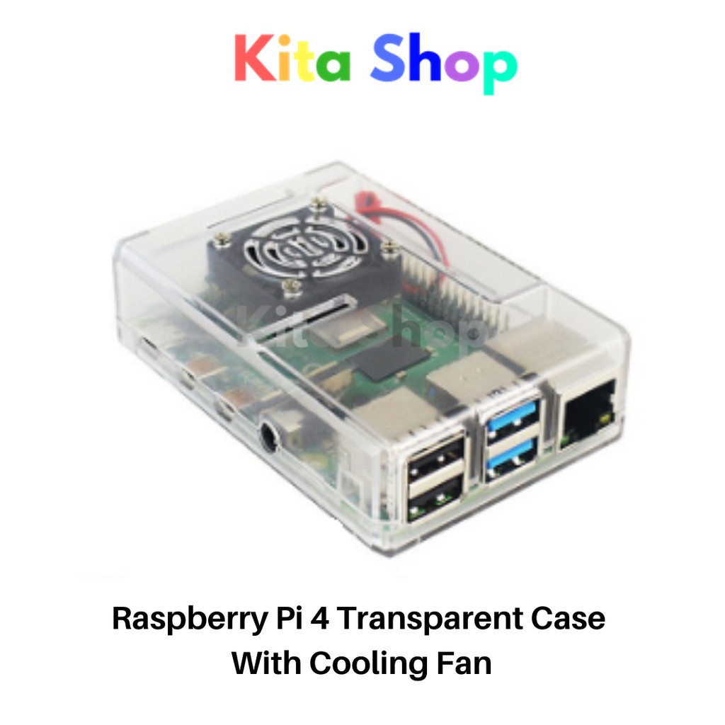 Raspberry Pi 4 Model B Transparent Case (Transparent) With Cooling Fan ...