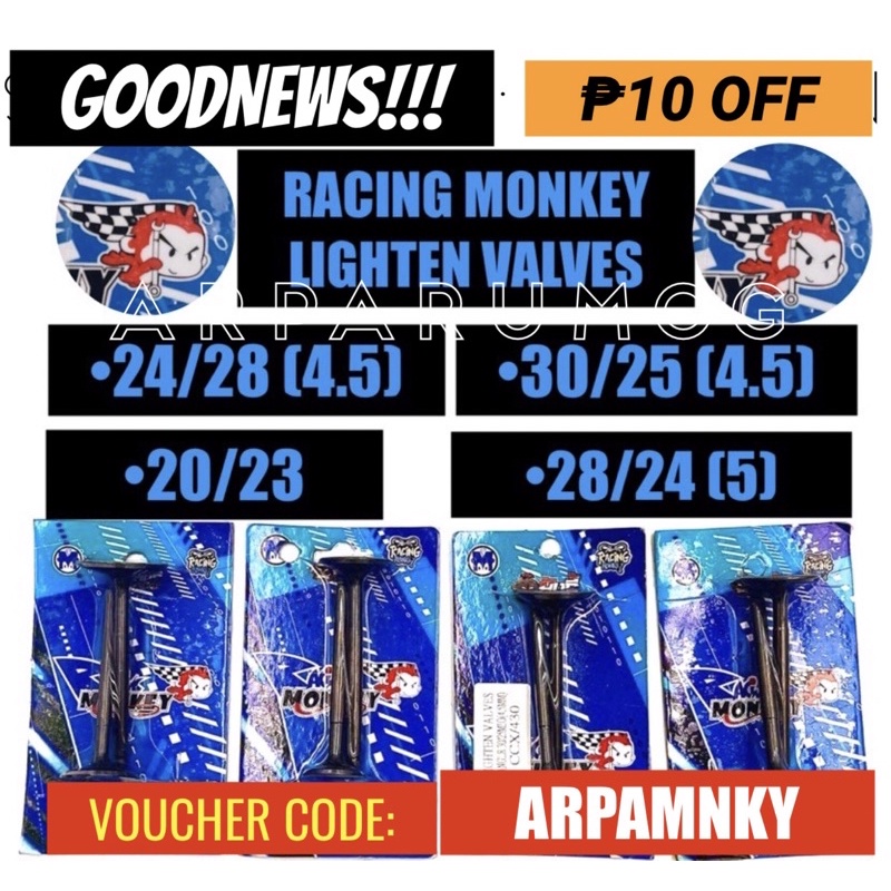 RACING MONKEY LIGHTEN VALVES SET 3 ANGLE (24/28/4.5, 24/28/5, 20/23, 30 ...