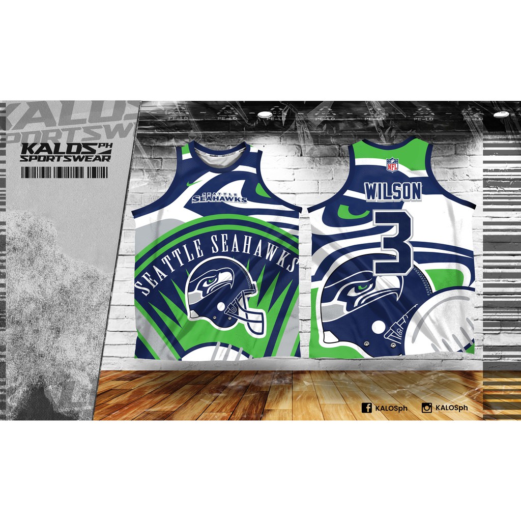 NFL SEATTLE SEAHAWKS BIG LOGOS JERSEY (RUSSELL WILSON) | Shopee Philippines
