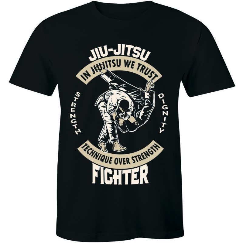 Top Sale Men's Short Sleeve Jiu-Jitsu Technique Over Strength Fighter ...