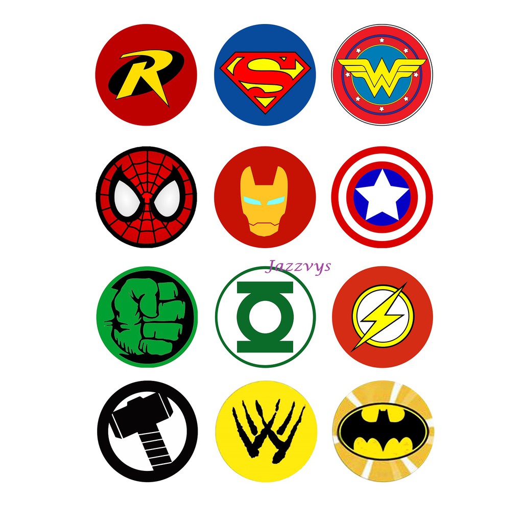 Cake Topper Avenger DC Heroes Logo Cupcake Themed Toppers Design ...