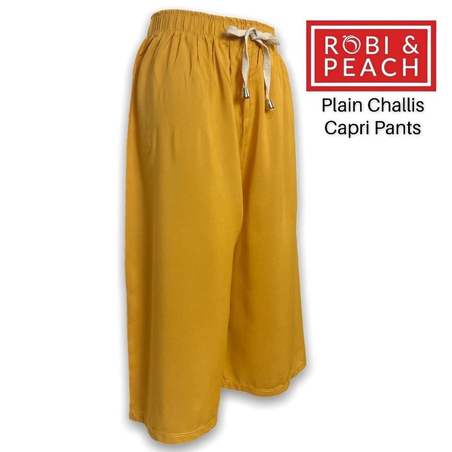 Robi & Peach: Florence Plain Challis Wide Leg Capri Pants for Women ...