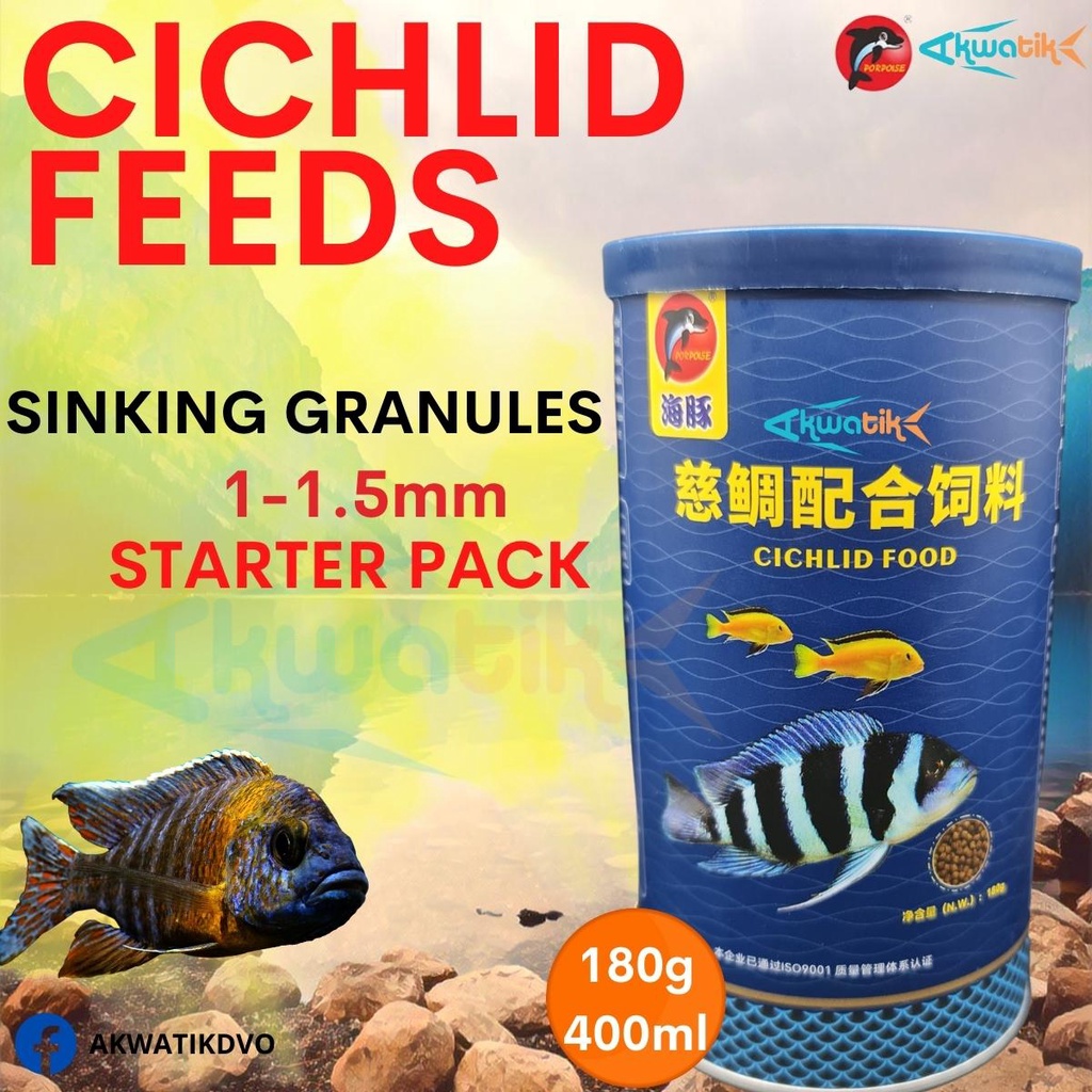 Porpoise Cichlid Sinking Feeds 180g or 1 kilo Granule Size 1.0-1.5mm ...