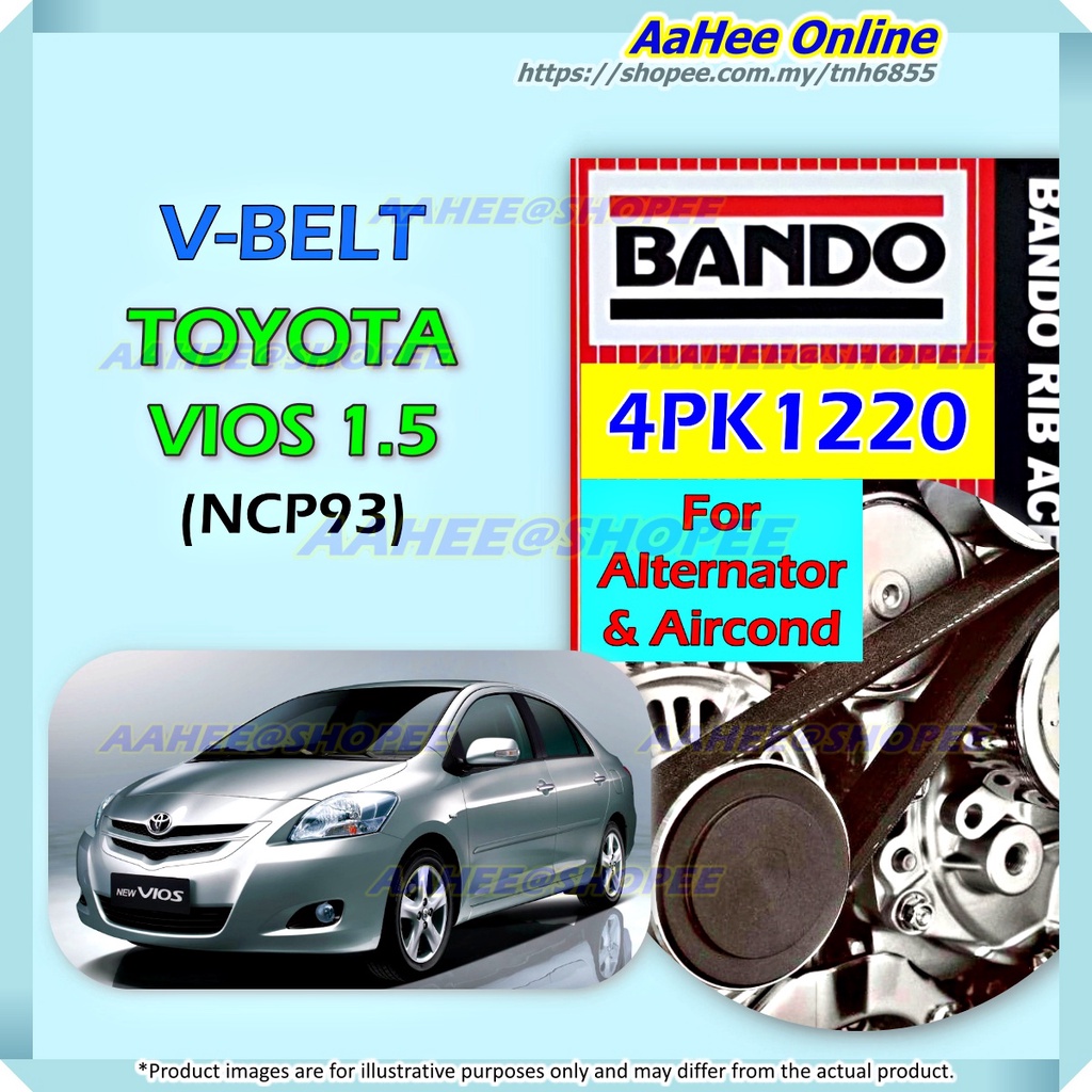 V Belt Toyota VIOS NCP93 2nd Gen BANDO 4PK1220 Fan Aircond Alternator ...
