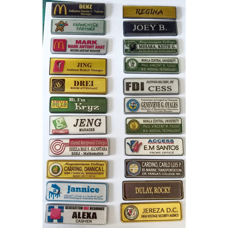 NAMEPLATE FOR School and Company with case or magnet | Shopee Philippines