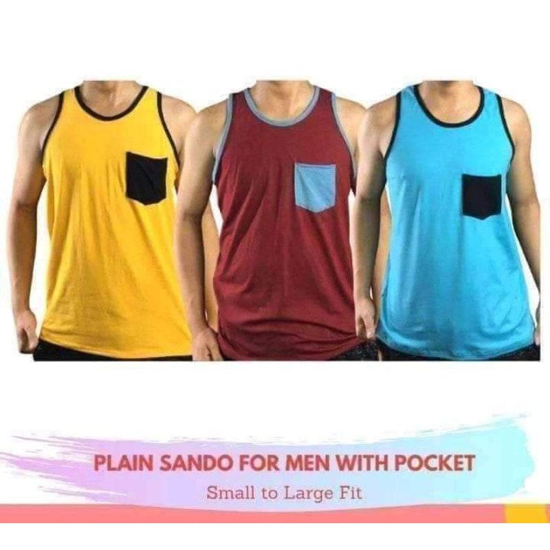 6PCS PLAIN SANDO WITH POCKET FOR MEN CAN FIT S-M-L-XL SIZE | Shopee ...