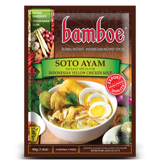 Bamboe Soto Ayam Indonesian/Yellow Chicken Soup Instant Seasoning (40gr ...