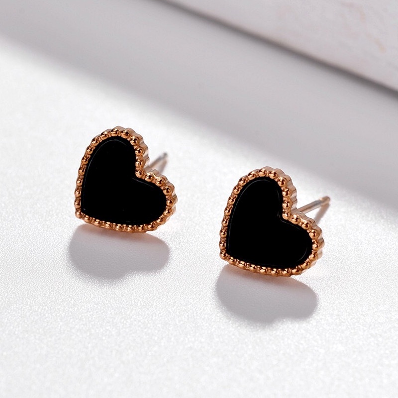 Hikaw Gold Heart Earrings for Women Non Tarnish Round Hypoallergenic ...