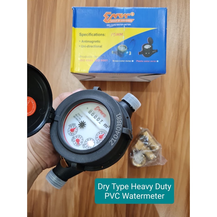 Ever PVC Water meter Dry Type Water Sub meter with Fittings Sub-meter ...