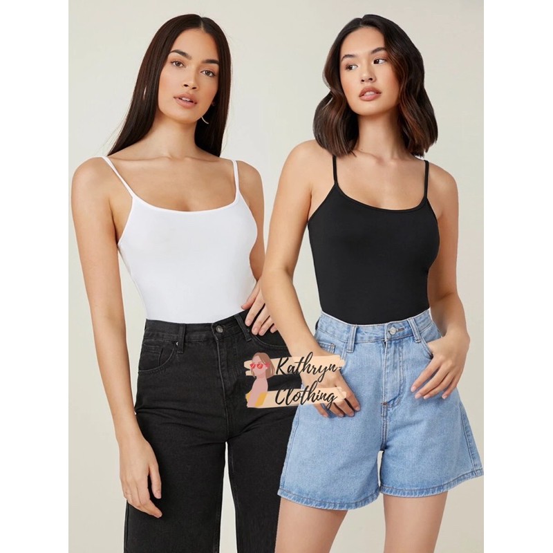 Kathryn Cotton Spaghetti Strap Sando Solid Cami Top 11027# | Shopee ...