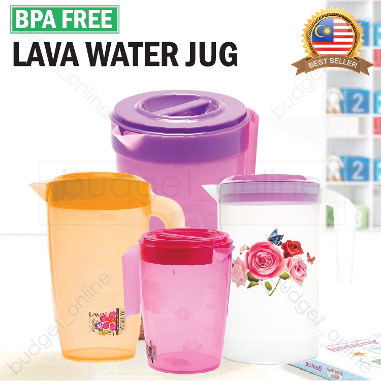 LAVA Plastic Water Jug Kitchen Serving Drink Container BPA FREE Safe ...