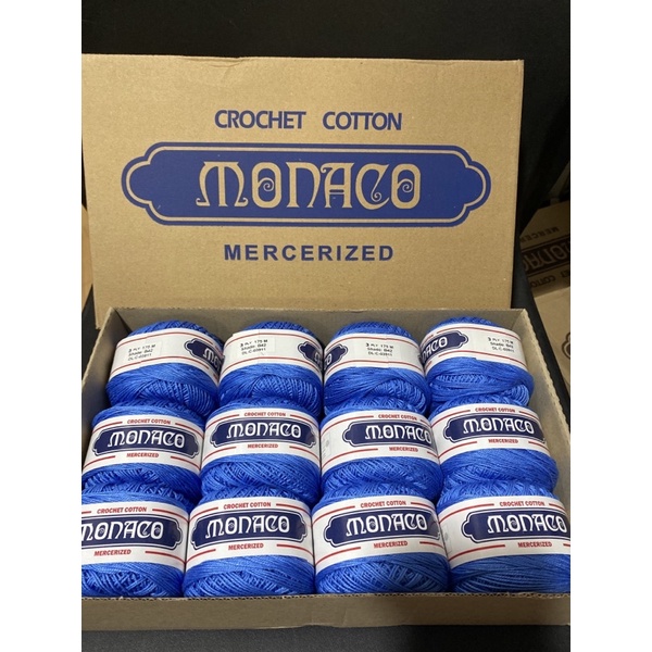 3ply (Per BOX )Monaco Mercerized Crochet cotton 12 balls (single color ...