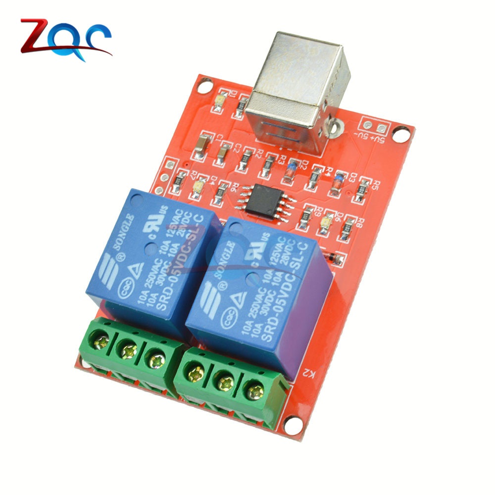 Two Channel 5V Relay Module USB Control Switch / 2 Way 5V Relay Module ...