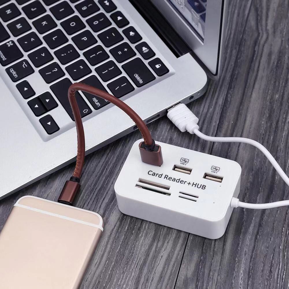 USB 2.0 3 Port Hub Card Reader with LED Indicator for PC | Shopee ...