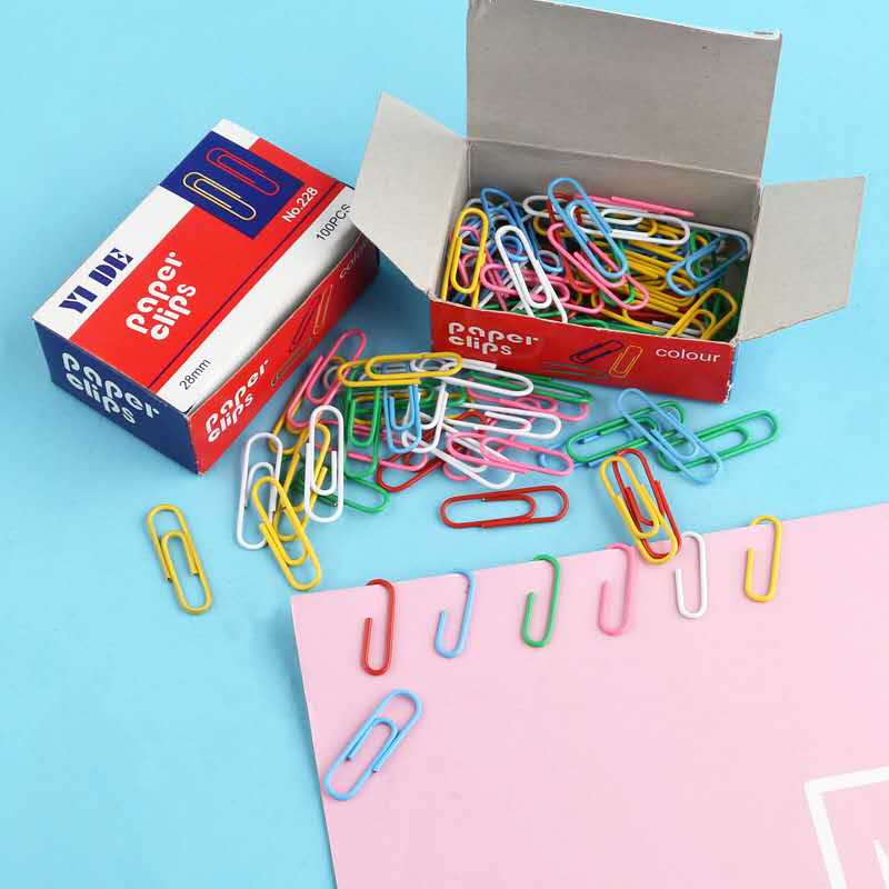 1Box/100Pcs（30mm） Color Paper Clip Office and School supply use-W037 ...