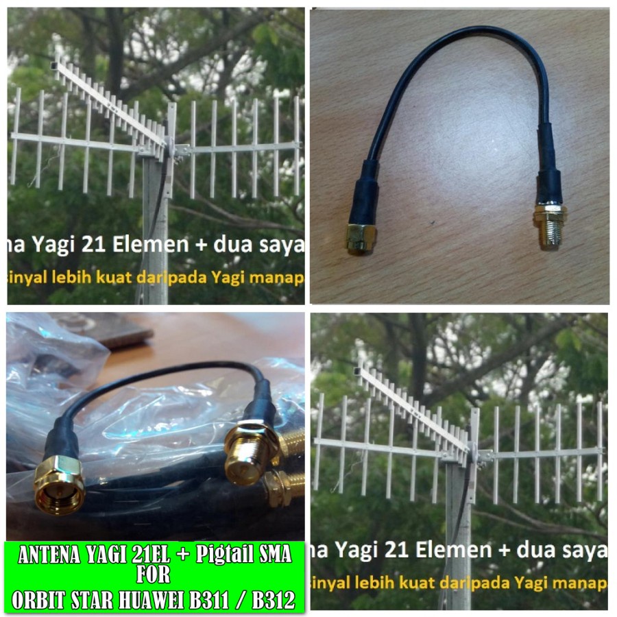 Yagi Antenna Grid Modem Router 4G LTE 21 el 1 Pigtail SMA Telkomsel Orbit Star 2 PRO H2 Huawei ...