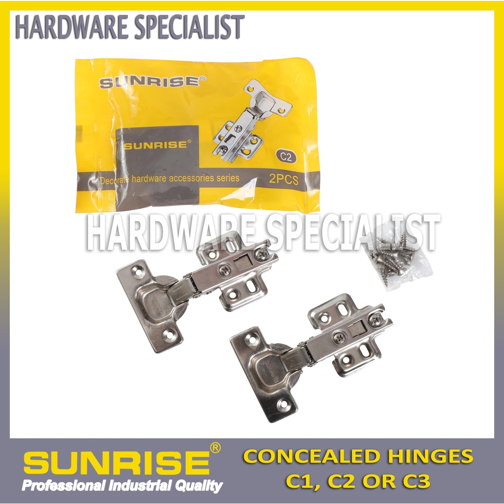 Sunrise Concealed Hinges C1, C2 OR C3 Original Authentic | Shopee ...