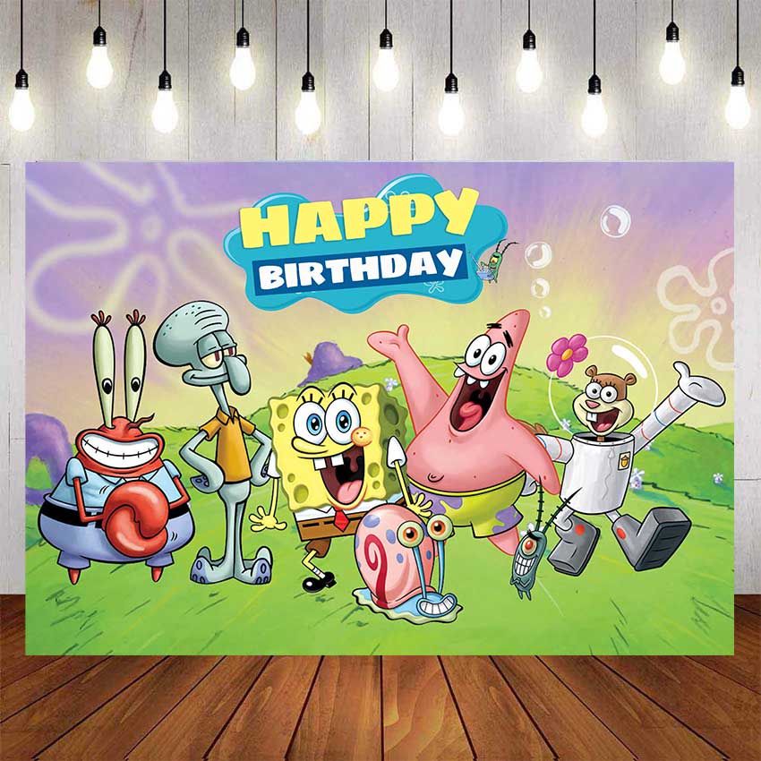 Spongebob Birthday Backdrop For Photography Baby Shower Kids Children ...