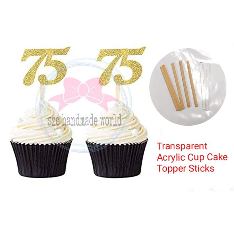 Transparent Acrylic Cup Cake Topper Sticks 10pcs | Shopee Philippines