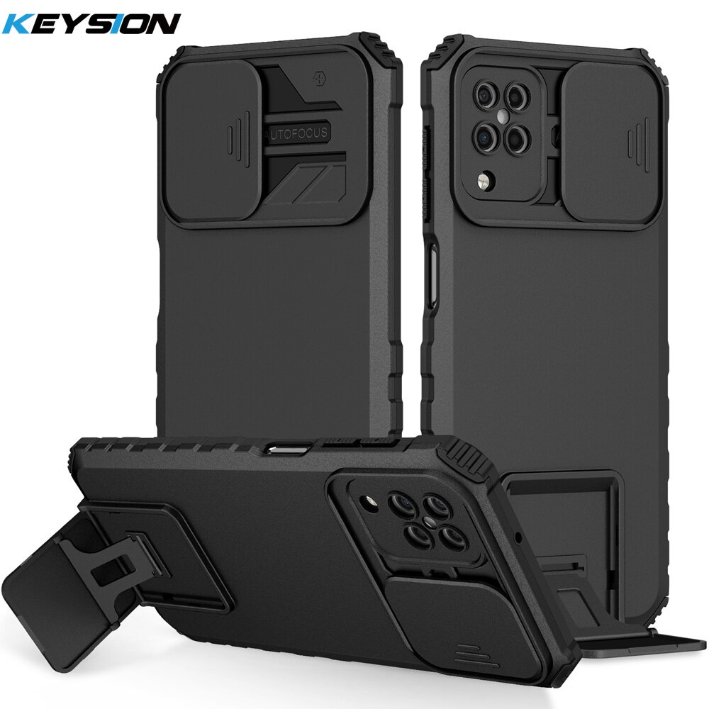 KEYSION Shockproof Case for Samsung A12 A22 4G A22S A42 5G Push Pull Camera Protection Live ...
