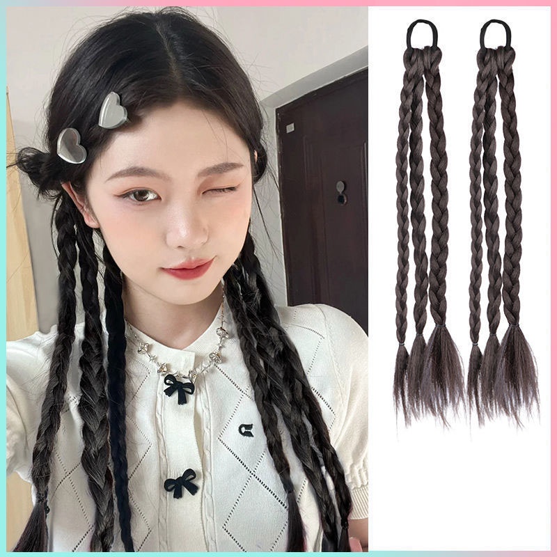 Boxing wig braids double ponytails fishbone twist braids natural hot ...